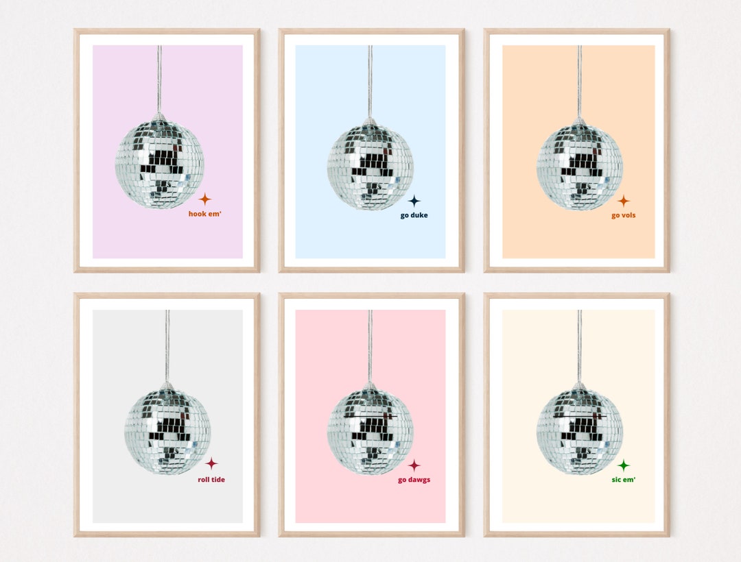 Custom College Disco Ball Print: Personalized Dorm Decor (digital ...