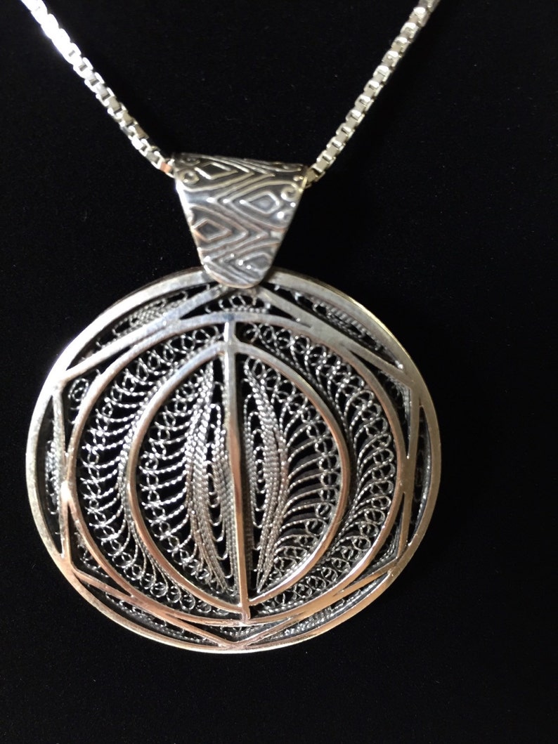 Silver Oxidized Filigree Round Pendant. Shapes and Designs. Handmade ...