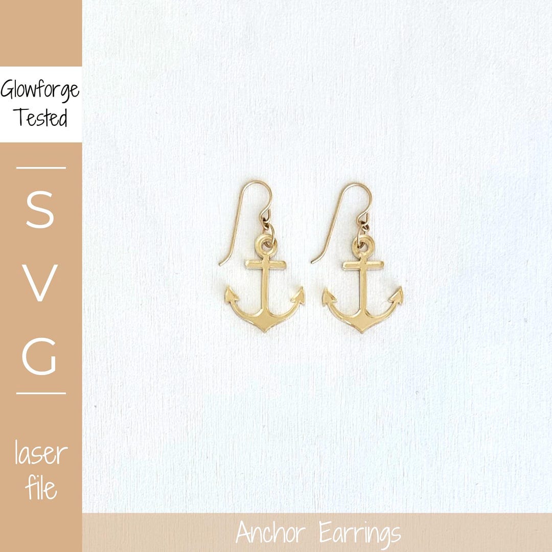 Anchor Earrings SVG File: Maritime Laser Cut Nautical Jewelry (digital ...