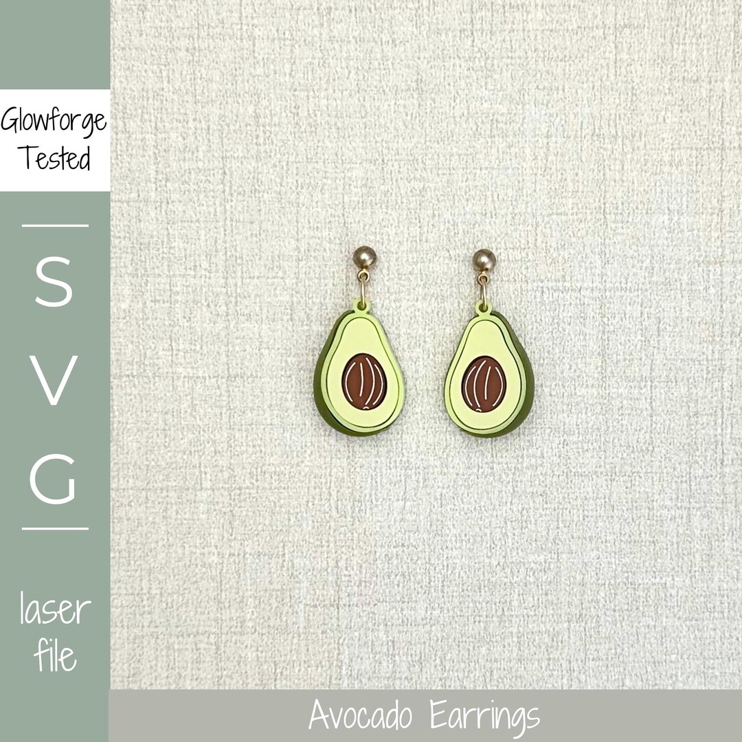 Avocado Earrings SVG File: Laser Cut Veggie Dangle Jewelry Design ...