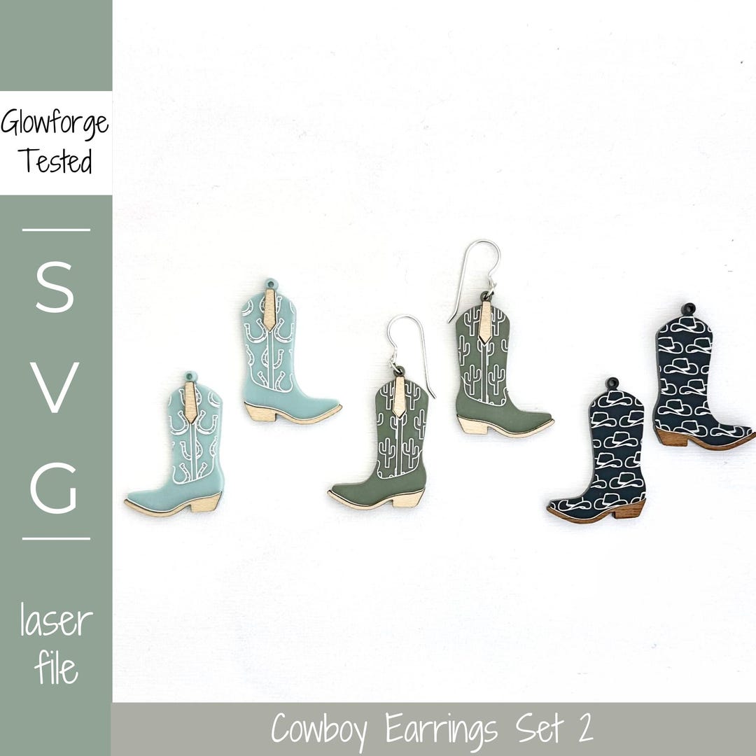 SVG File | Cowboy Boot Earrings Set 2 | 3 Styles | Western Jewelry ...