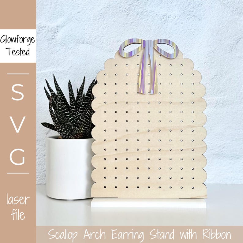 SVG File | Scallop Arch Earring Stand With Ribbon | Laser Cut File ...