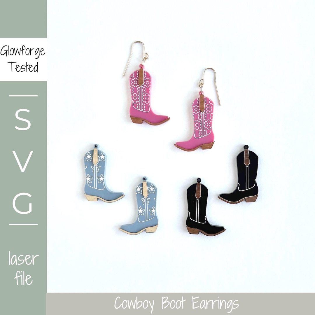 Cowboy Boot Earrings SVG File: Western Jewelry, Laser Cut Design - Etsy