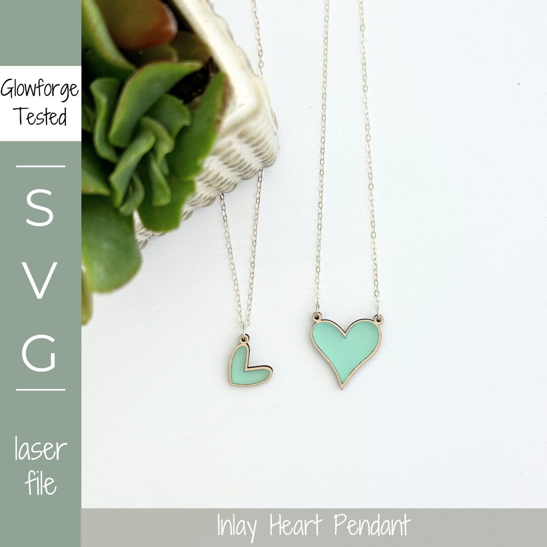 Inlay Heart Pendant SVG File: Laser Cut Acrylic & Plywood (two Styles ...