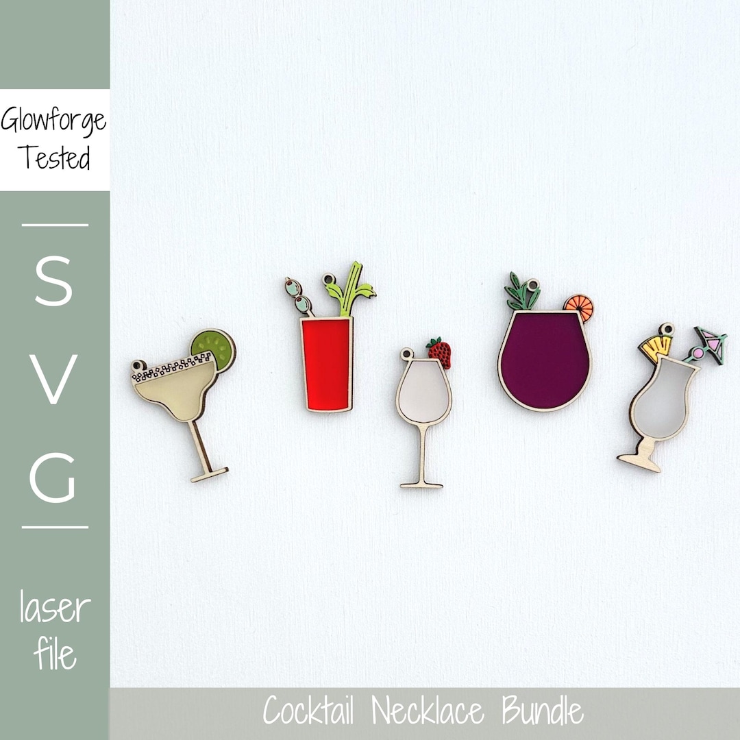 Cocktail Inlay Necklace SVG Bundle: Laser Cut Files for Glowforge - Etsy