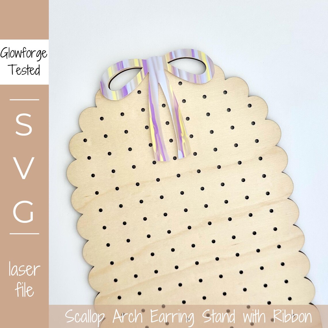SVG File | Scallop Arch Earring Stand With Ribbon | Laser Cut File ...