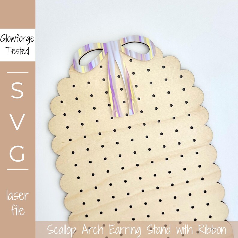 SVG File | Scallop Arch Earring Stand With Ribbon | Laser Cut File ...