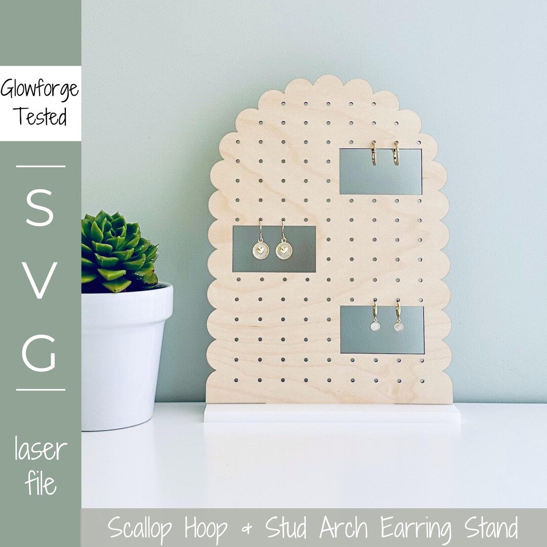 Scallop Arch Earring Stand SVG File: Laser Cut Jewelry Organizer - Etsy