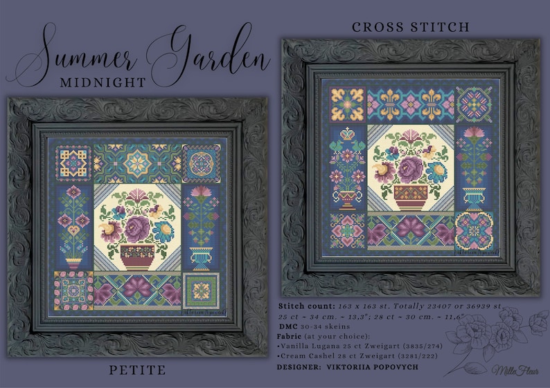 Midnight Summer Garden Sampler set of 2 Patterns by - Etsy
