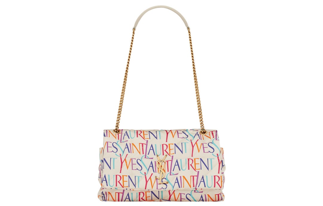 SAINT-LAURENT YSL Jamie Gold Label Logo Printed Chain Calf - Etsy