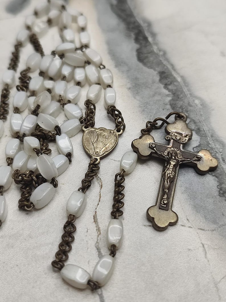 Religious Rosary With "mother of Pearl" Beads and Cross Crucifix - Etsy