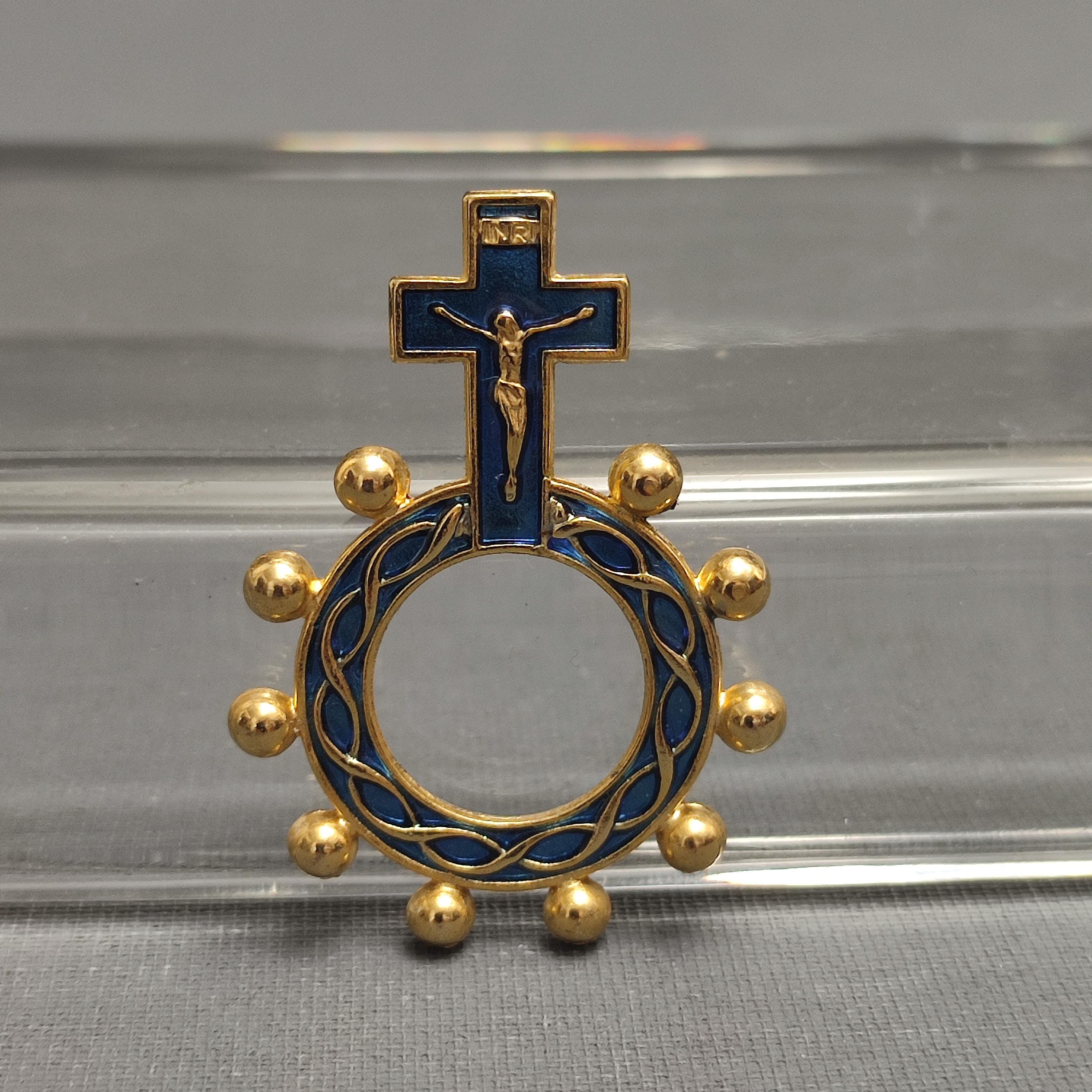 Religious Finger Rosary Ring - Enamel - Italy Cross Crucifix - Etsy