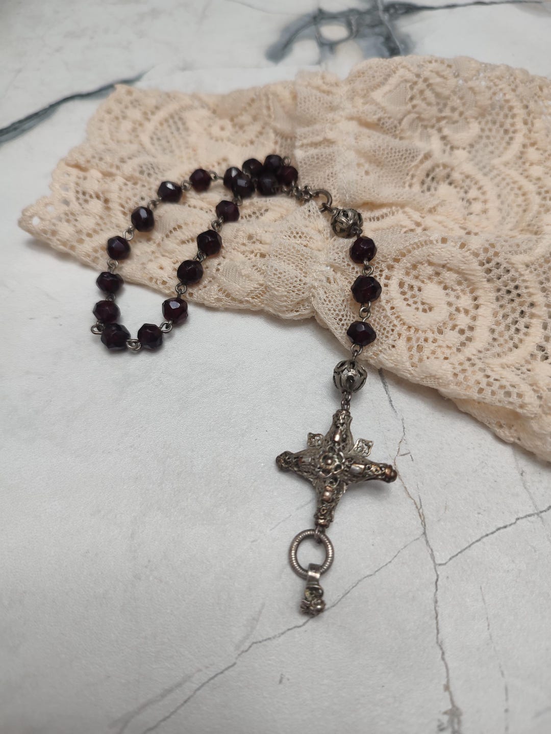 Religious Catholic Chaplet - Bavarian ( Germany) Fillegree Cross - Etsy