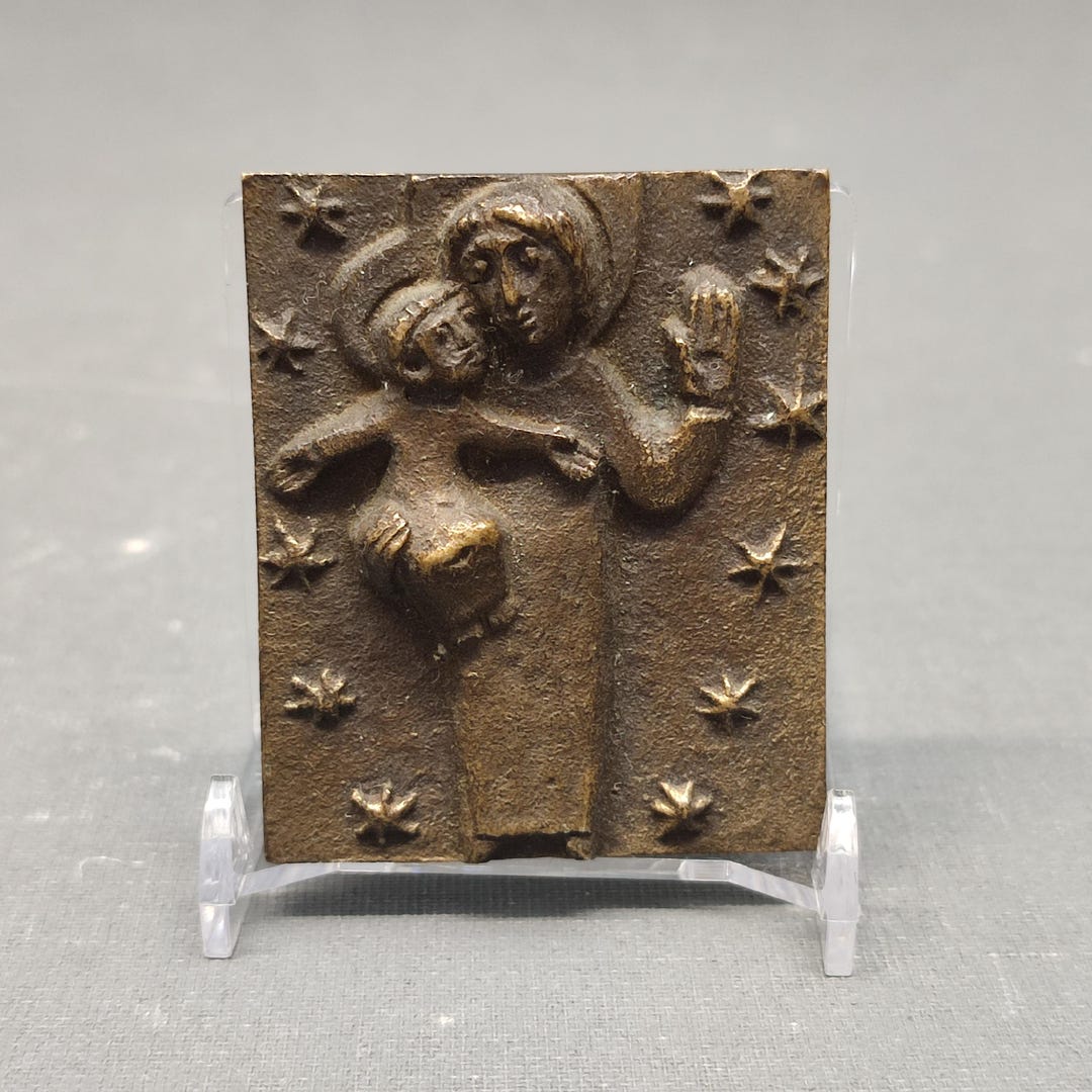 Egino Weinert - Mary With Child Jesus - Cast Bronze - Wall Hanging Mid ...