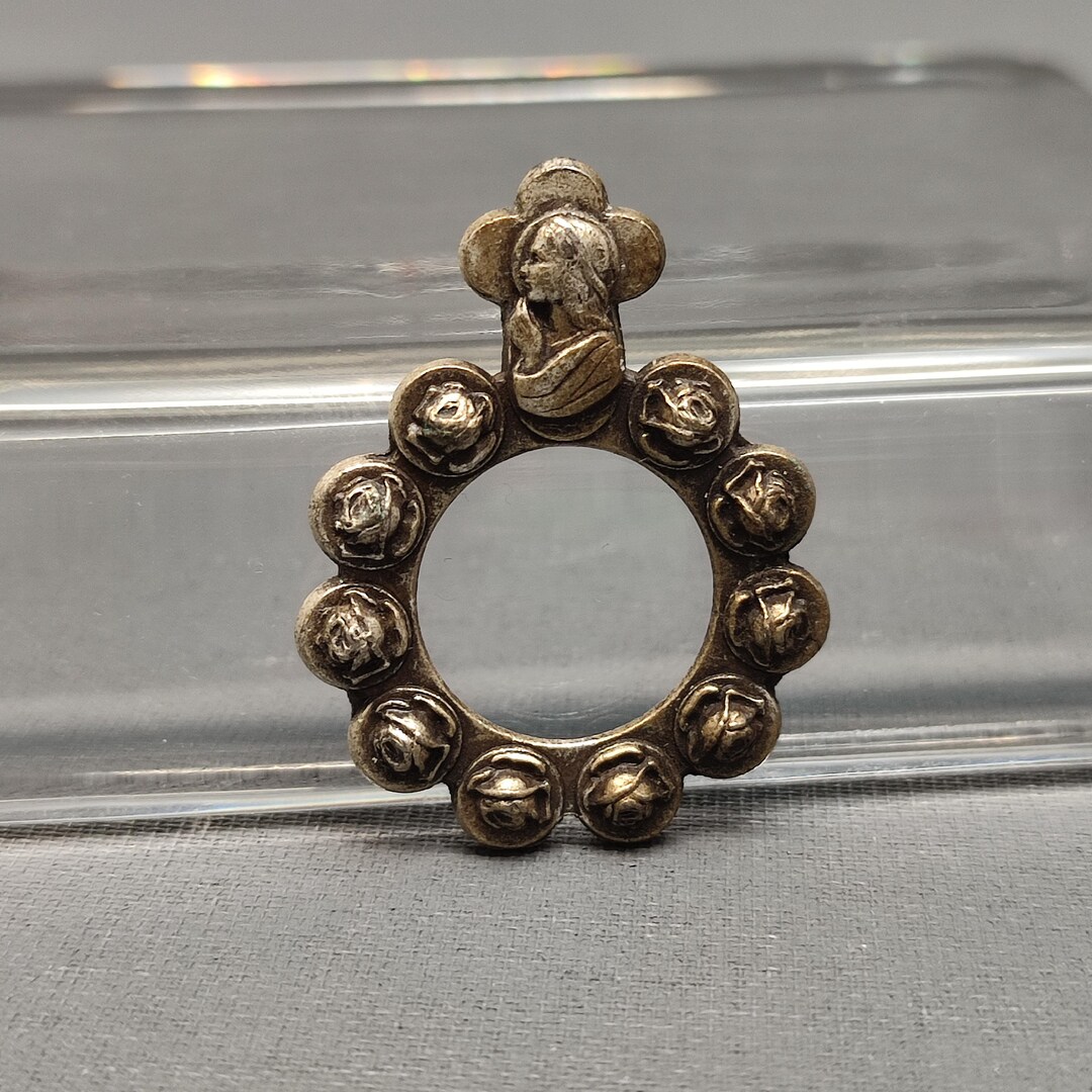 Religious Old Ave Maria - Roses - Finger Rosary Ring - Cross Crucifix ...