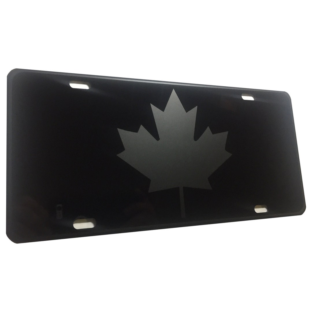 Canada Maple Large Leaf Heavy Duty Aluminum License Plate Matte Blk S1 ...