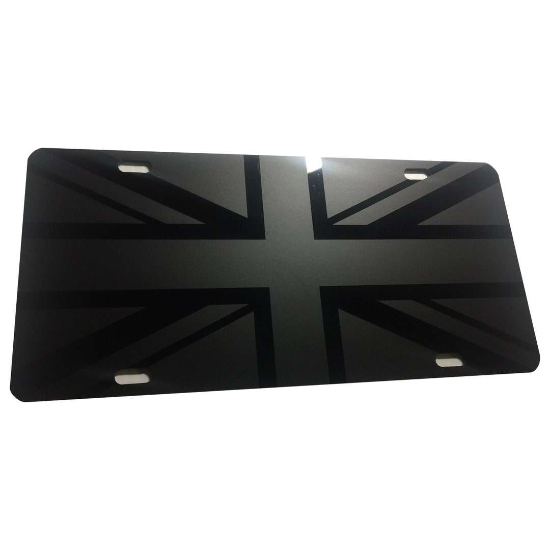 Matte Blk Great Britain Flag Union Jack Heavy Duty Aluminum License ...
