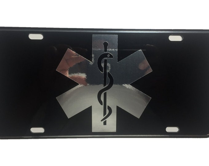 EMT Custom License Plate Custom Car Tag EMS Star of Life Distressed ...