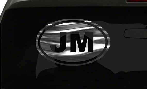 JM Sticker Jamaica Country Code Euro Oval Shape All Chrome and | Etsy