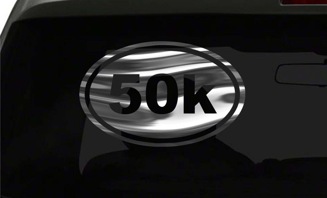 50K Running Sticker Marathon Exercise Euro Oval Shape All Chrome and ...