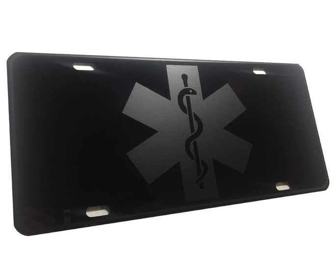 EMT Custom License Plate Custom Car Tag EMS Star of Life Distressed ...