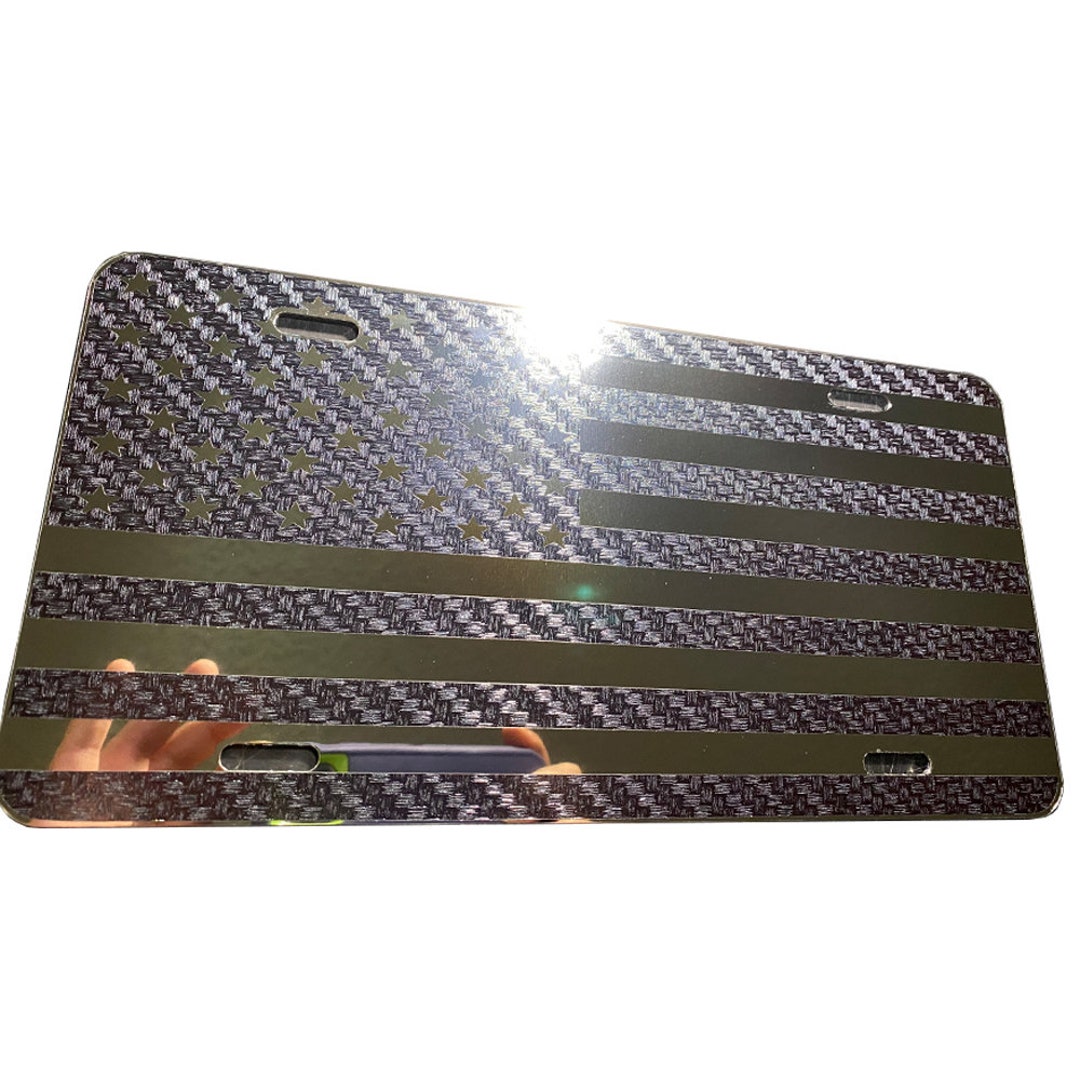 Customonsterdesigns Tactical US American Flag Mirrored Aluminum License ...