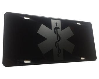 EMT Custom License Plate Custom Car Tag EMS Star of Life Distressed ...