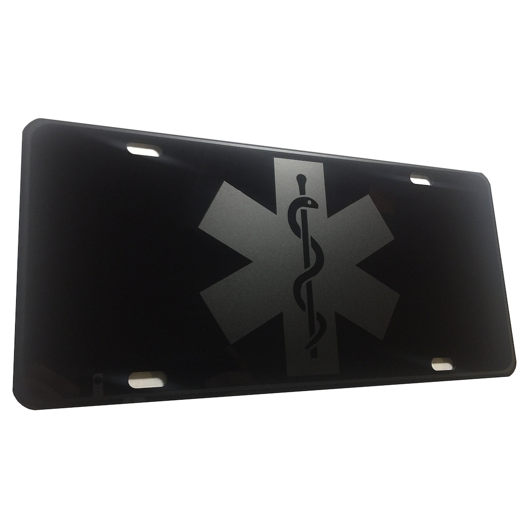 Tactical EMT MFR Medic EMS Star of Life Heavy Duty Aluminum License ...