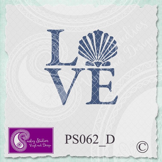 PS062_D LOVE Beach Vector With Seashell Ai Eps Svg Gsd | Etsy