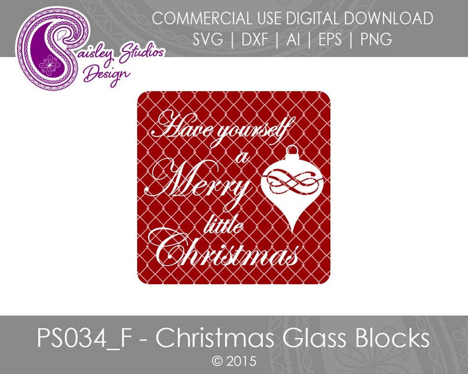 Christmas SVG Files Glass Block SVG Files Merry and Bright - Etsy