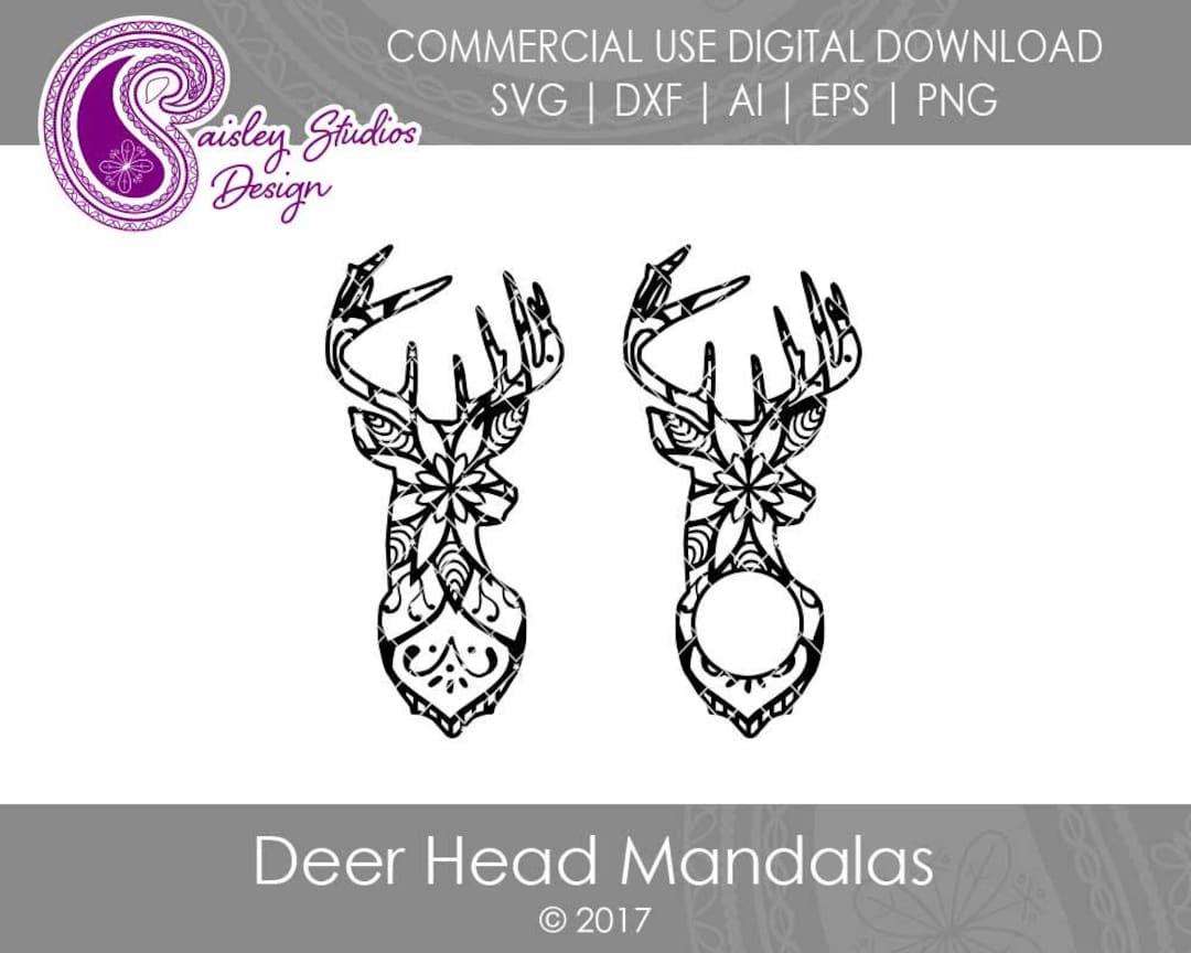Deer Head Mandala SVG, Deer Head SVG, Deer Head Monogram SVG, Deer Svg ...
