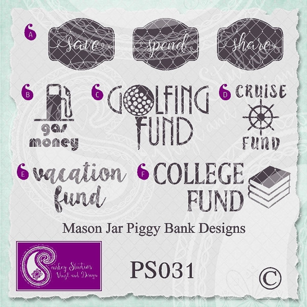 PS031 - Mason Jar Piggy Bank Vectors; Ai, Eps, Svg, Gsd; ( Png Files ...