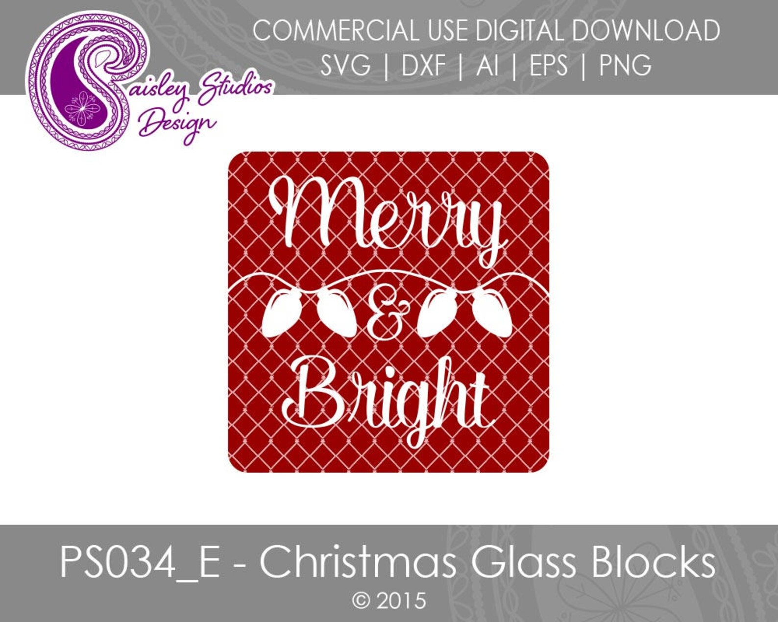 Christmas SVG Files Glass Block SVG Files Merry and Bright - Etsy