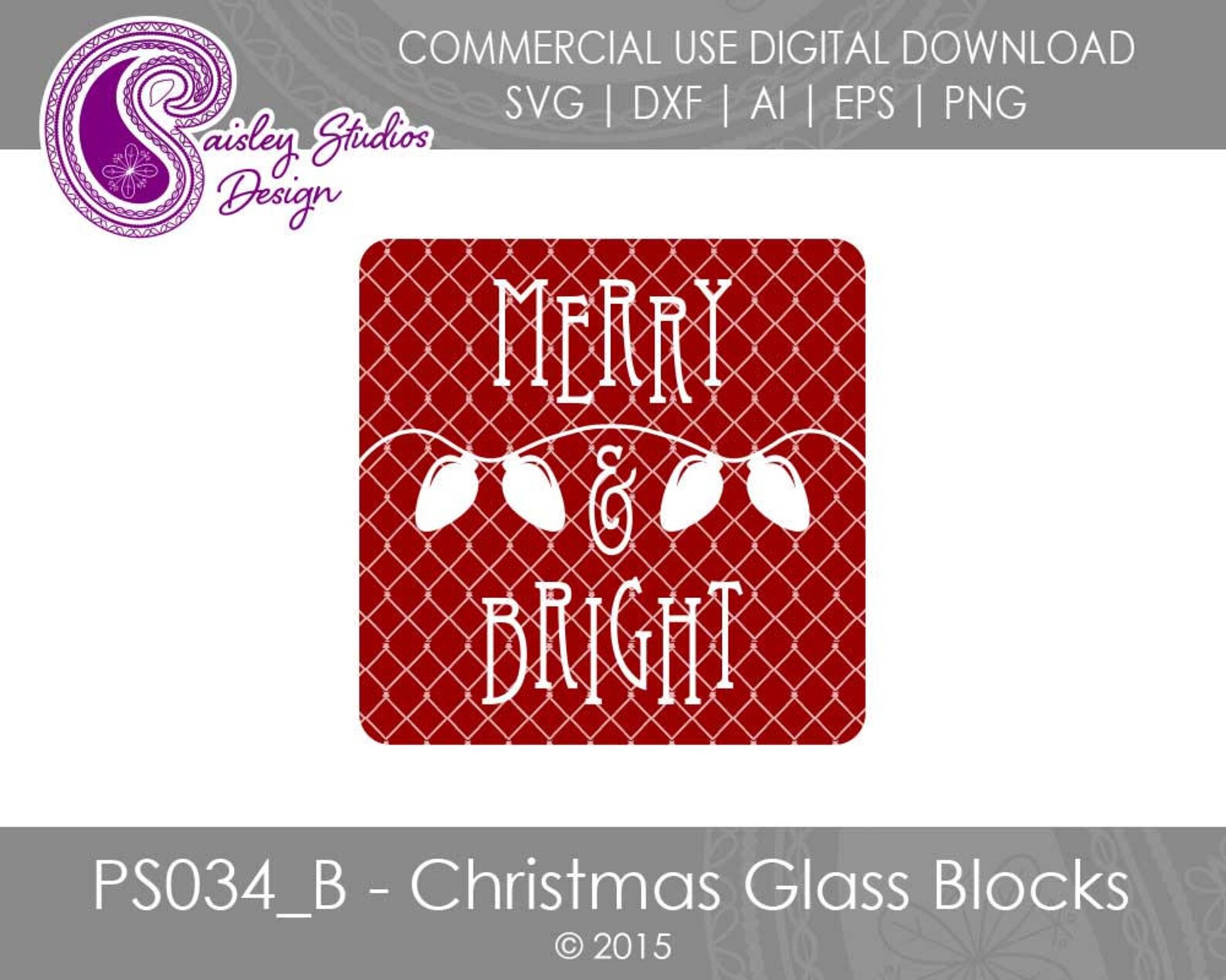 Christmas SVG Files Glass Block SVG Files Merry and Bright - Etsy