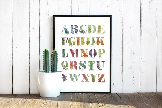 Botanical Alphabet Print A3 Unframed | Etsy