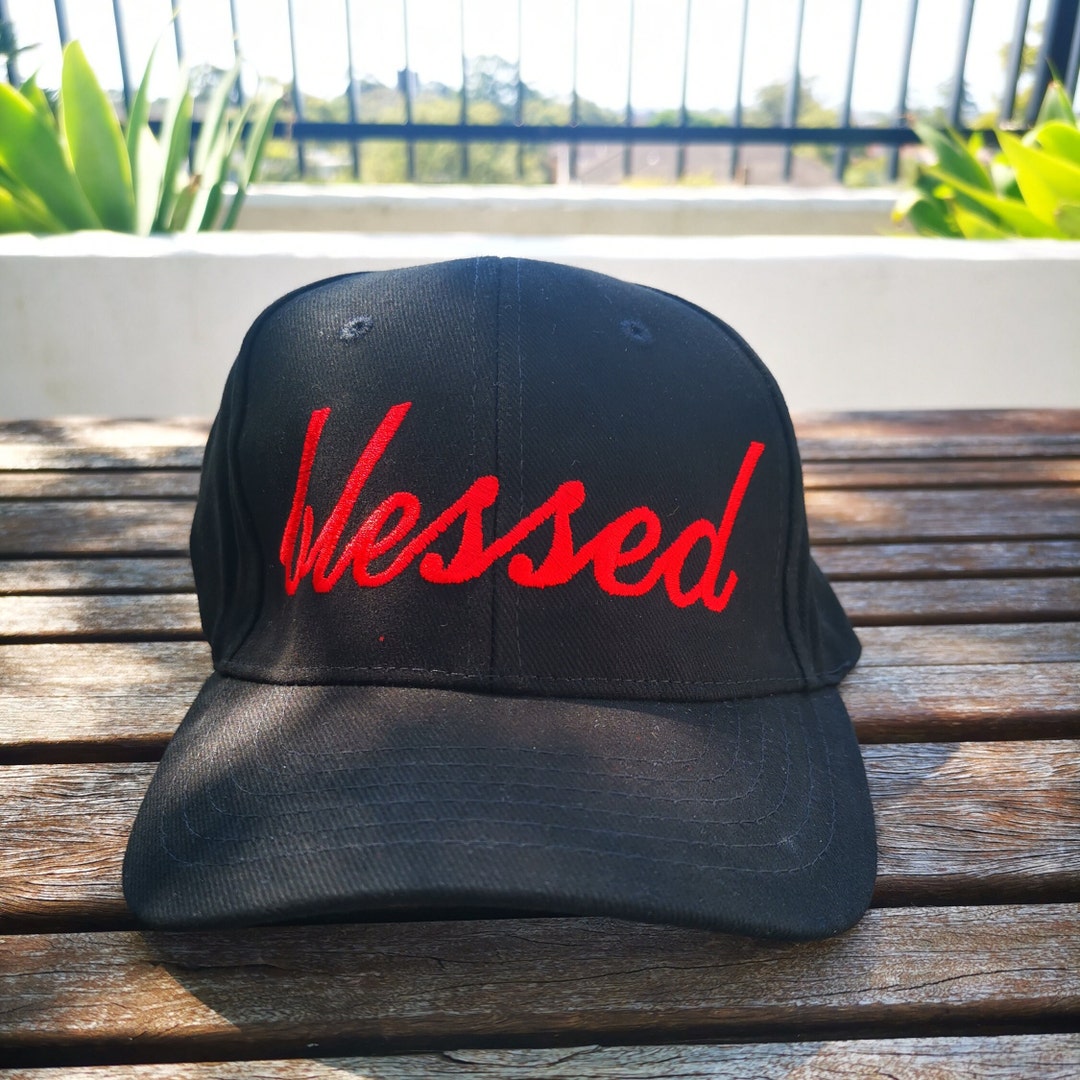 Blessed Embroidered Black Adult Hat | Choose From Flat Brim | Baseball ...