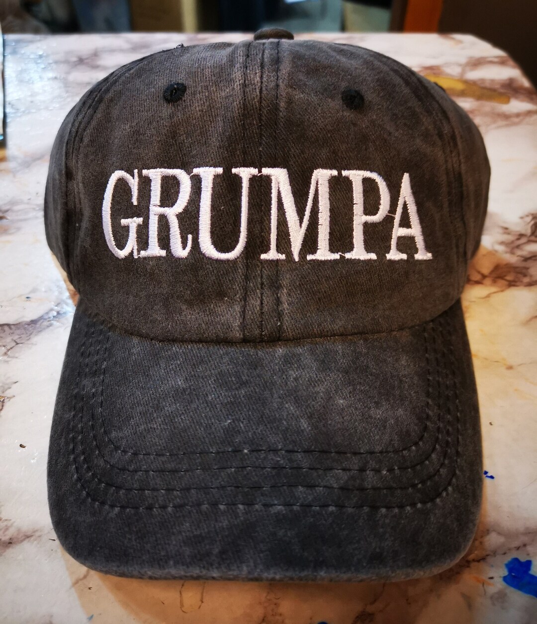 GRUMPA Embroidered Pre-washed Soft Cotton Hat Funny Dad Grandpa Grumpy ...