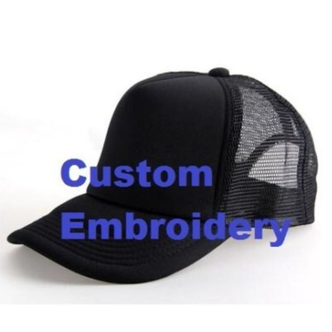 Custom Embroidered Adult Trucker Mesh Cap Personalised Black - Etsy