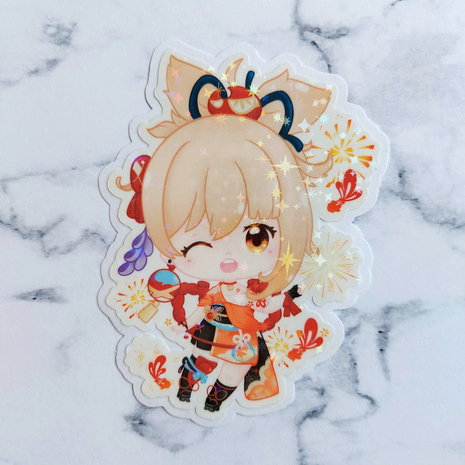 Yoimiya sticker vinyl sticker holographic - Etsy Nederland