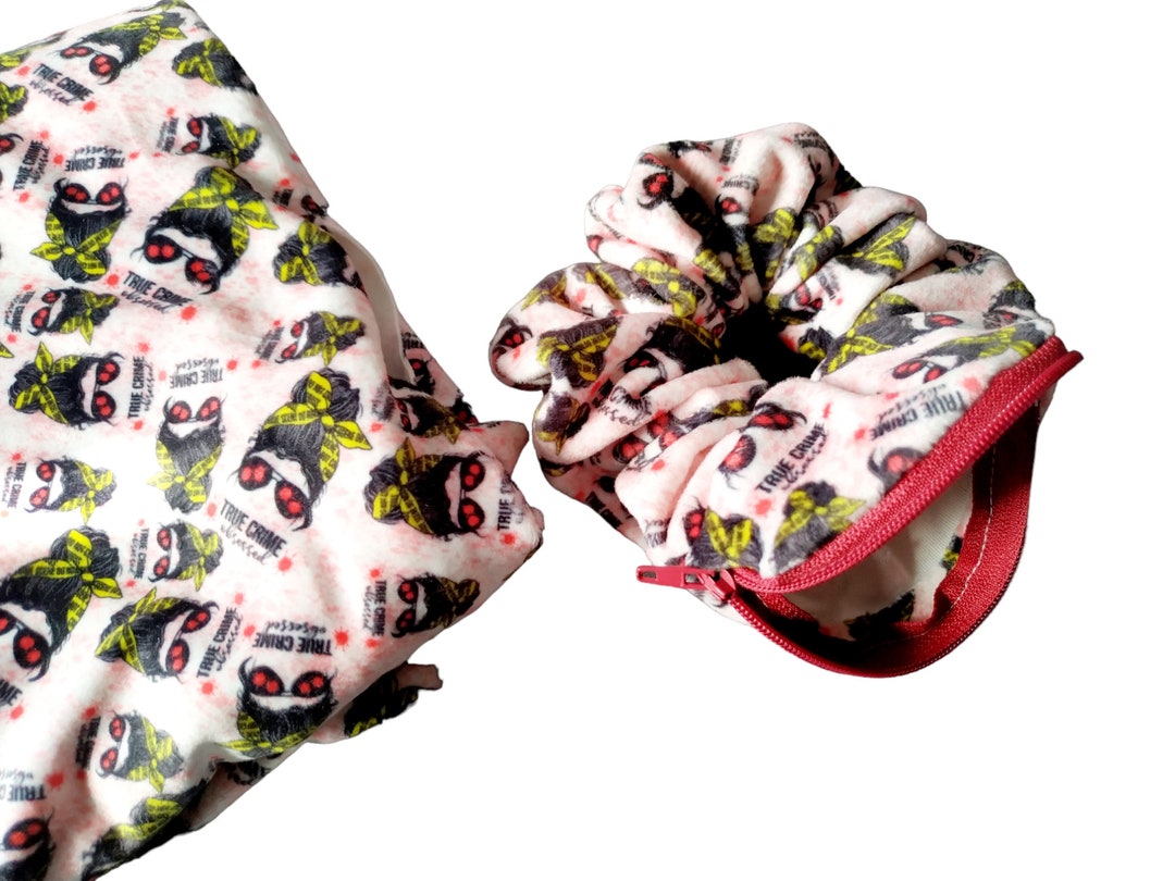 A Large Oversized Velvet Crime Themed Stashie Zipper Pocket Hair Wrist ...