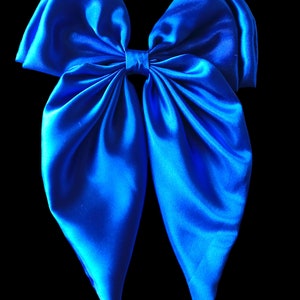 Large Royal Blue Satin Hair Bow,double Bow,long-tailed Bow,hair Clip ...