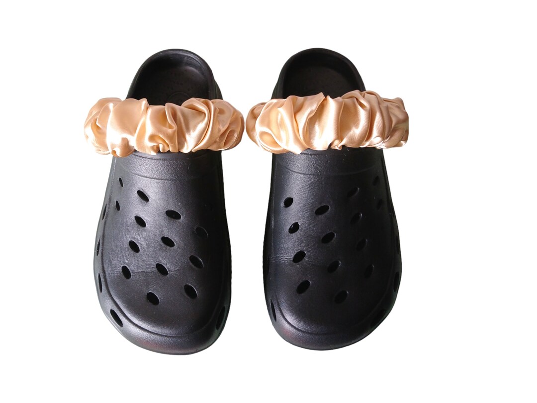 Gold Satin Croc Scrunchie Strap Covers,shoe Cronchies,set of Two,strap ...