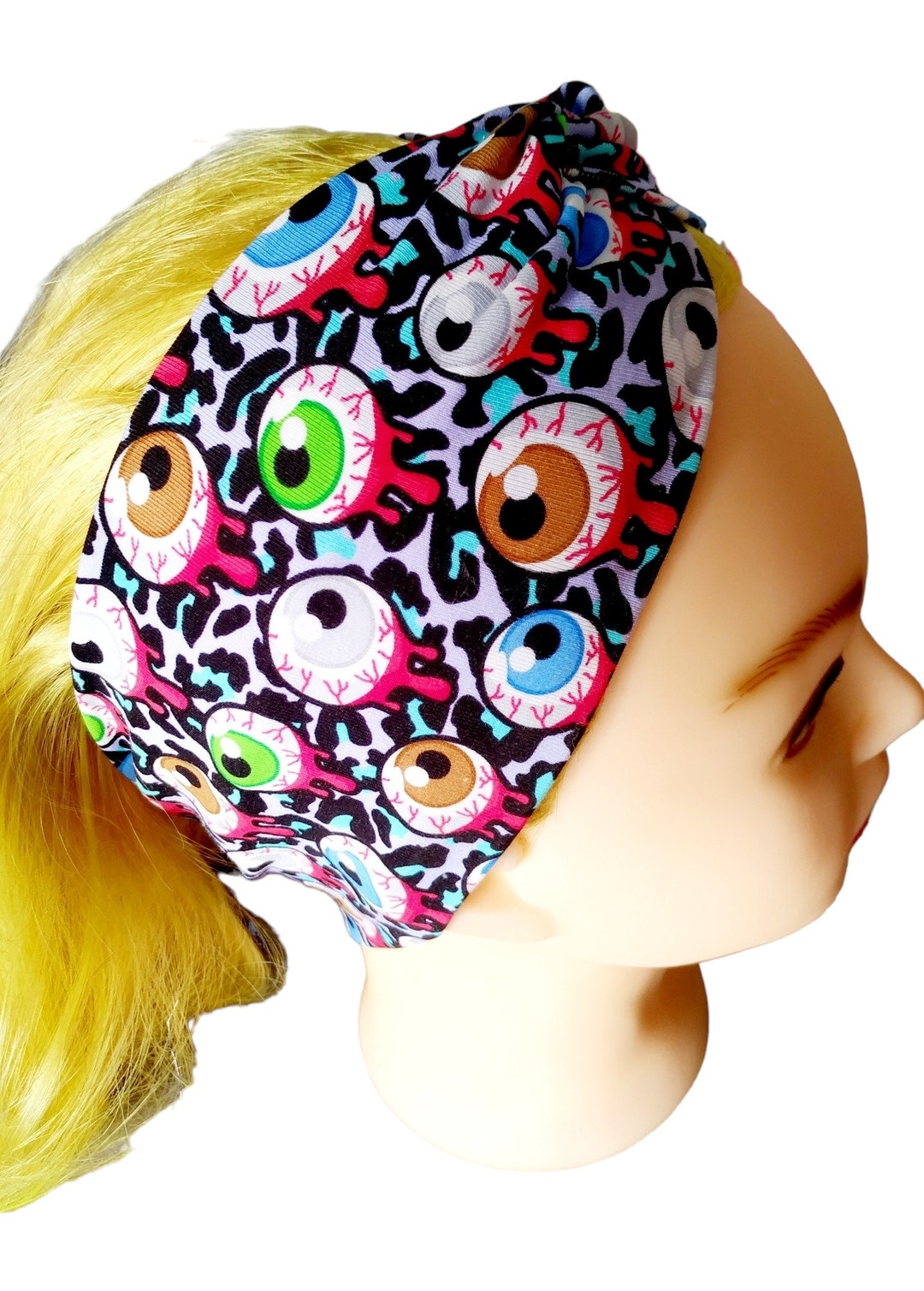 Adult Halloween Wide Twisted Headband Eyeball Cotton Lycra Stretchy ...
