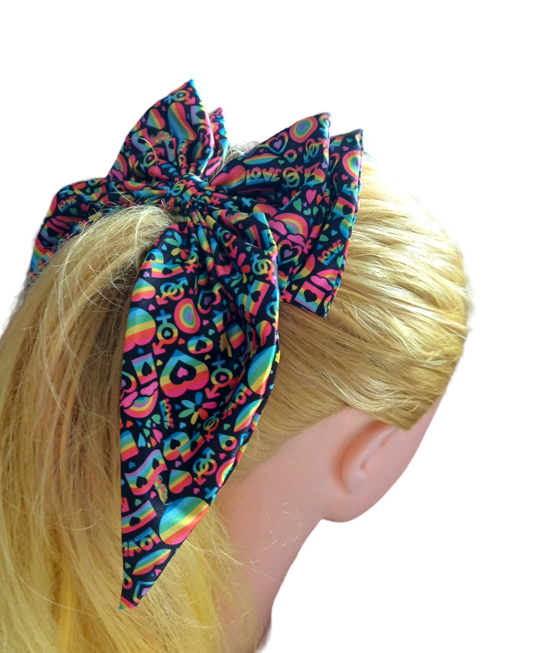 Satin Rainbow Gay Pride Hair Bow,double Bow,long-tailed Bow,hair Clip ...