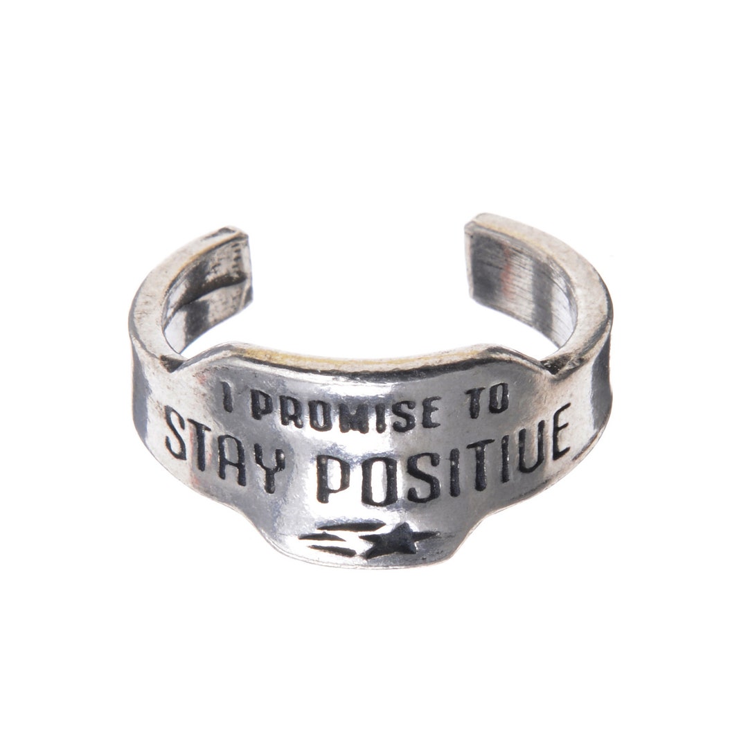 Stay Positive Promise Ring: Handcrafted Pewter Inspirational Jewelry - Etsy