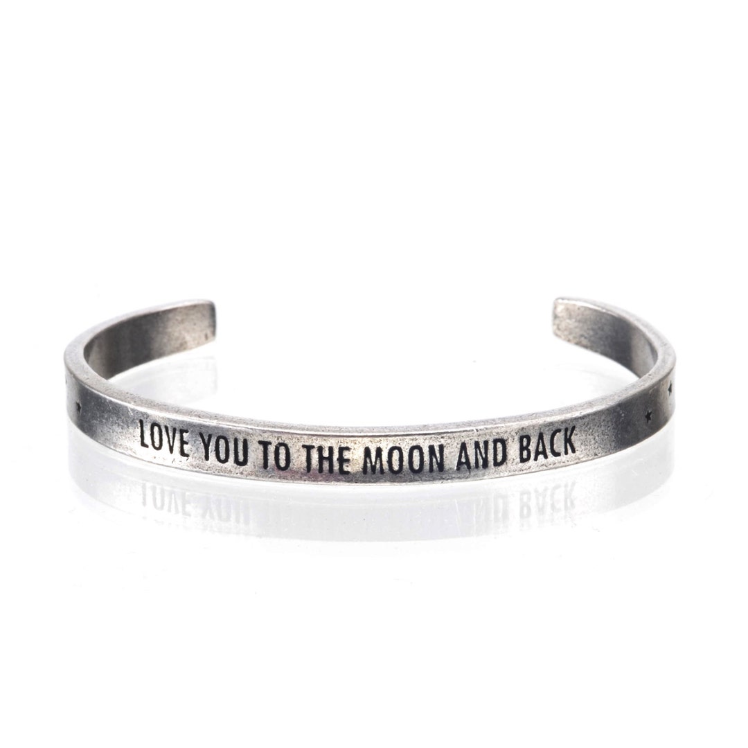 Love You to the Moon Pewter Cuff Bracelet - Whitney Howard Designs - Etsy
