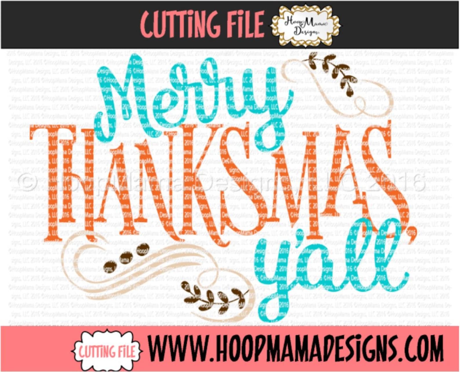 Merry Thanksmas Yall Thanksgiving and Christmas Gift SVG Dxf - Etsy