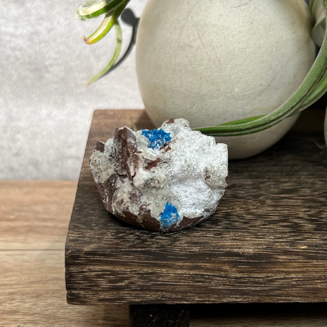 Cavansite on Heulandite Matrix Mineral Specimen | Indian Zeolite | Blue ...