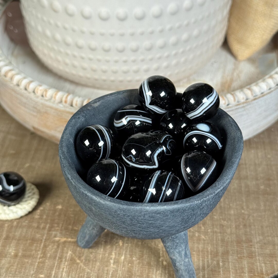 Banded Black Sardonyx Mini Sphere: Polished Pocket Stone - Etsy