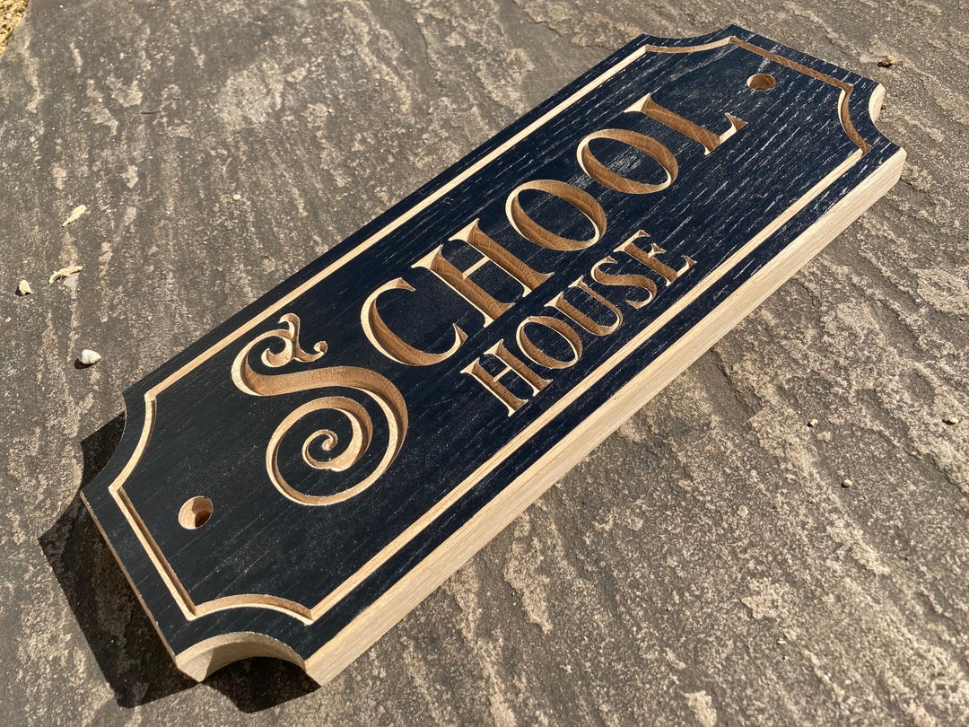The School House, Solid Oak House Sign - Etsy